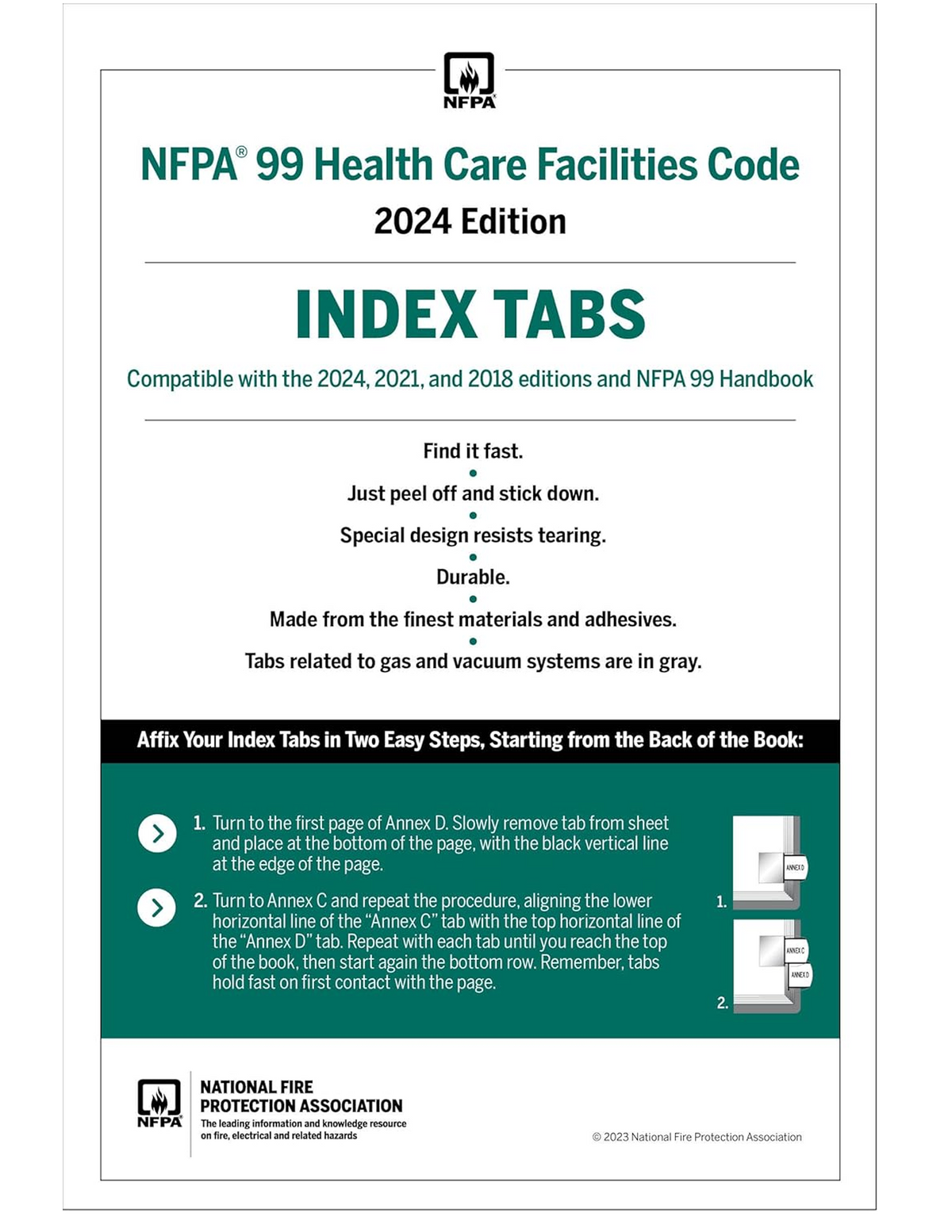 NFPA 99, Health Care Facilities Code, Index Tabs — BNi Building News