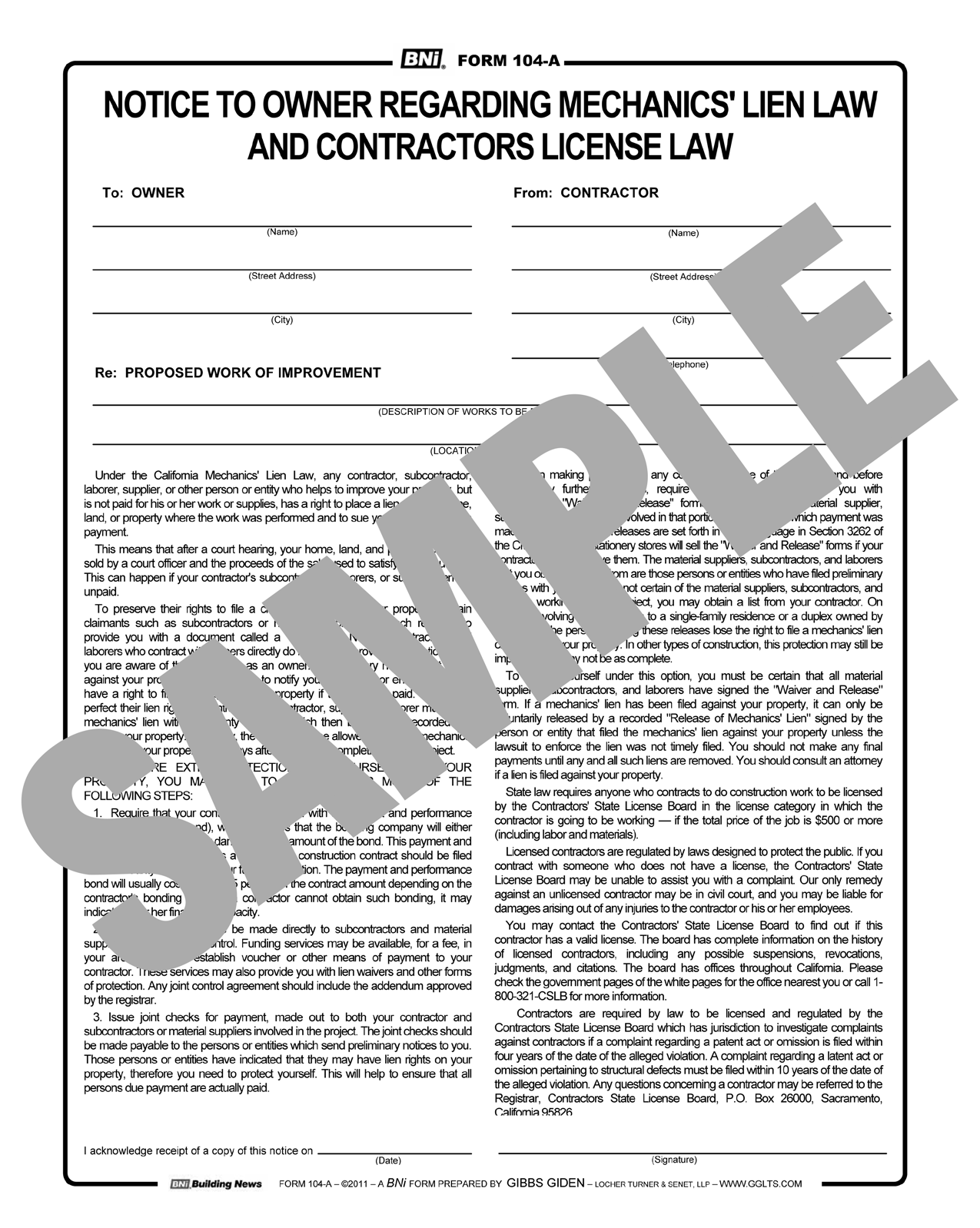 Forms, Contracts, and Letters — BNi Building News