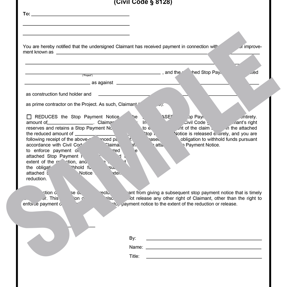 Form 140: Partial Release of Stop Notice (Reusable PDF Format) — BNi ...